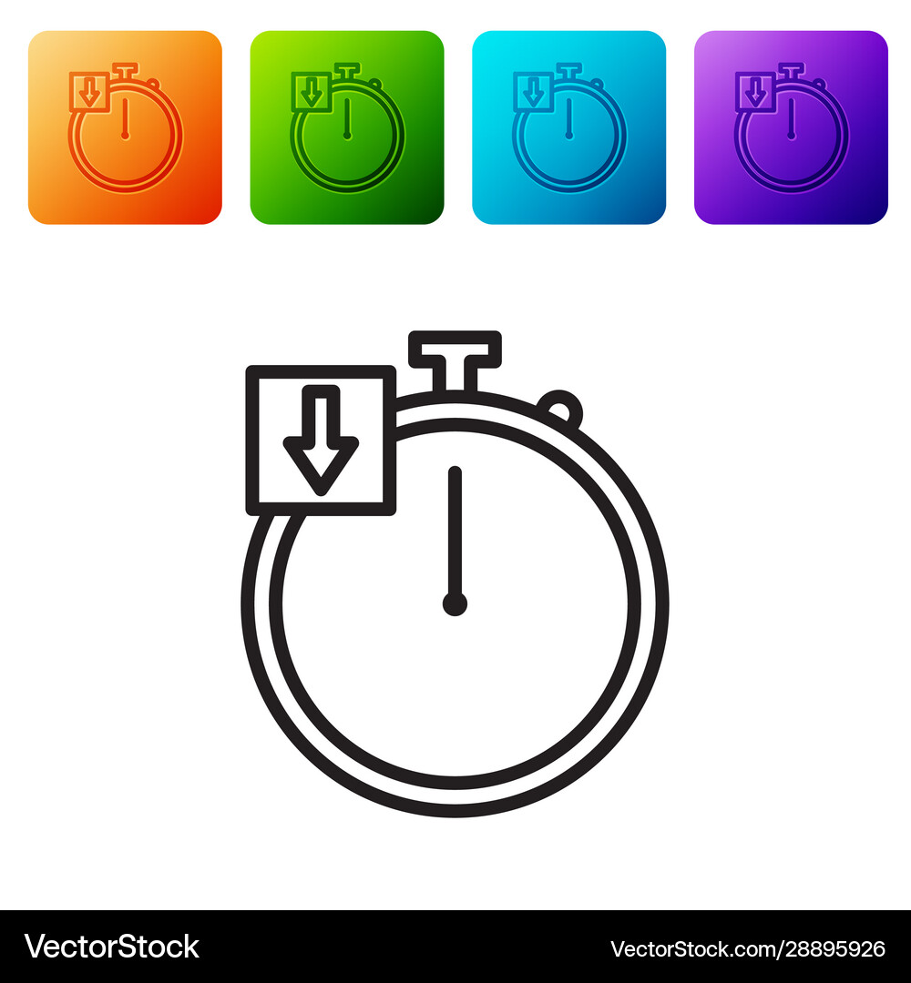 Black line stopwatch icon isolated on white Vector Image