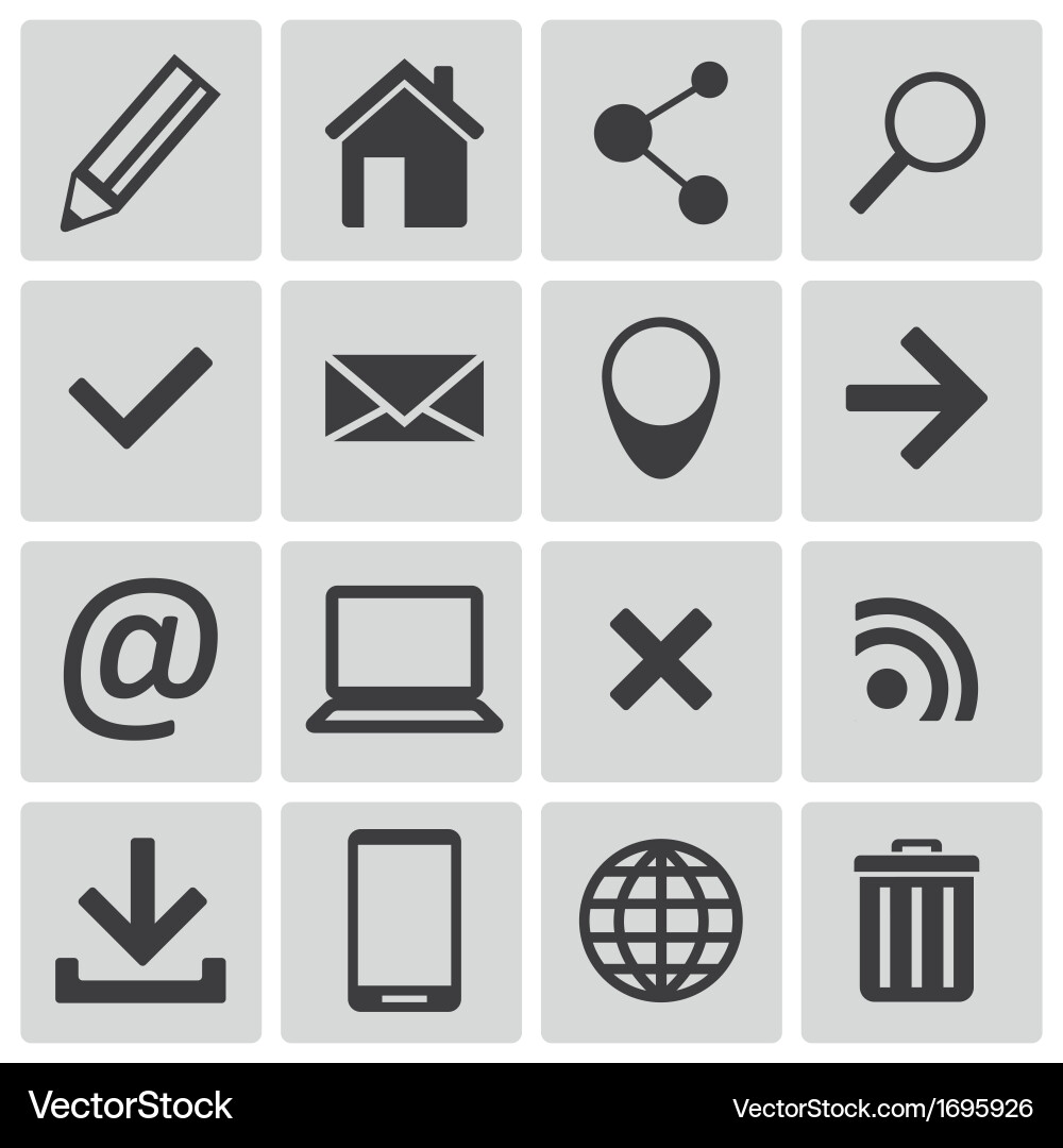 Black web icons set Royalty Free Vector Image - VectorStock