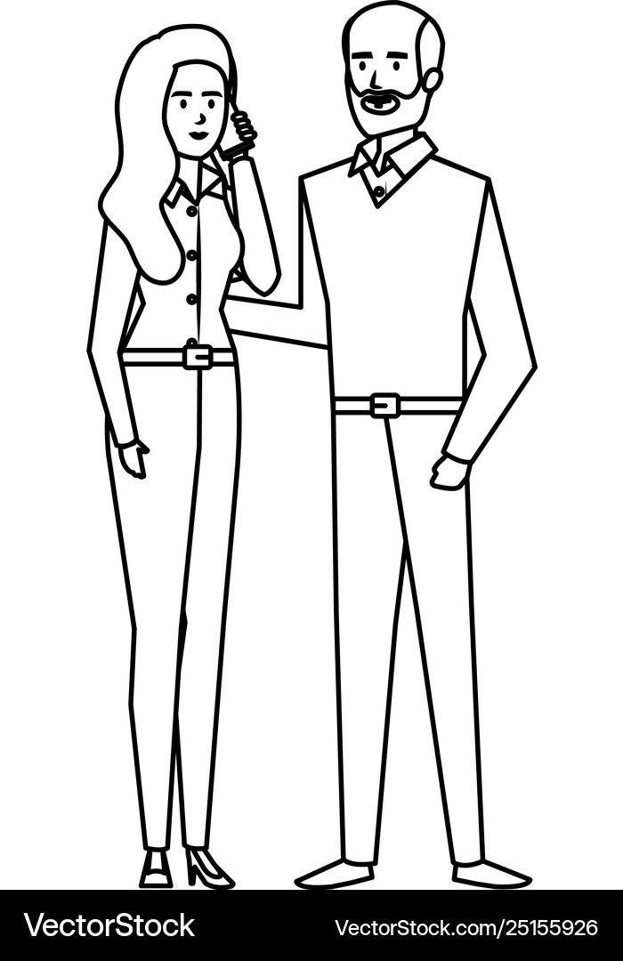 Business couple calling with smartphone Royalty Free Vector