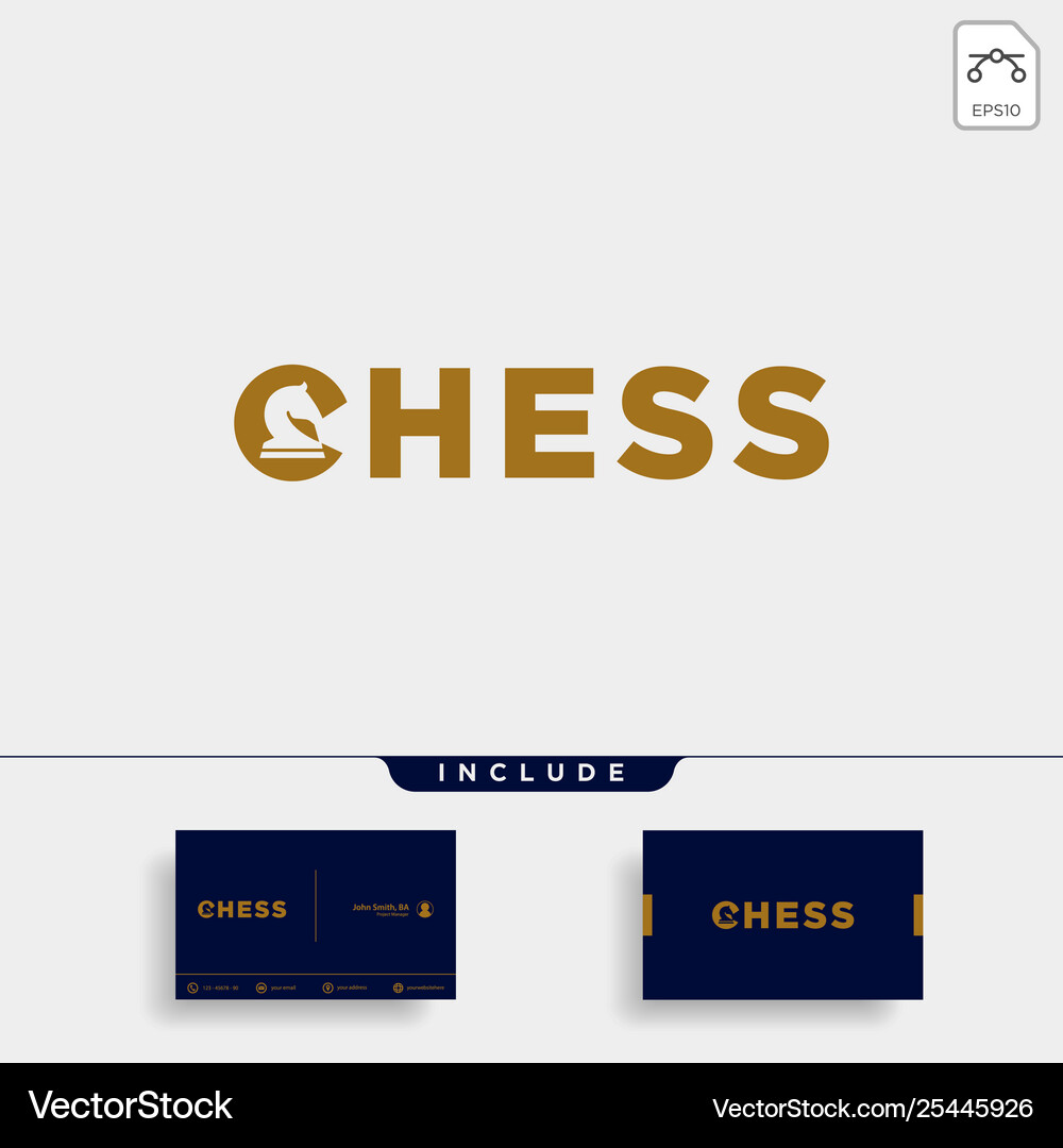 Chess logo type design typography Royalty Free Vector Image