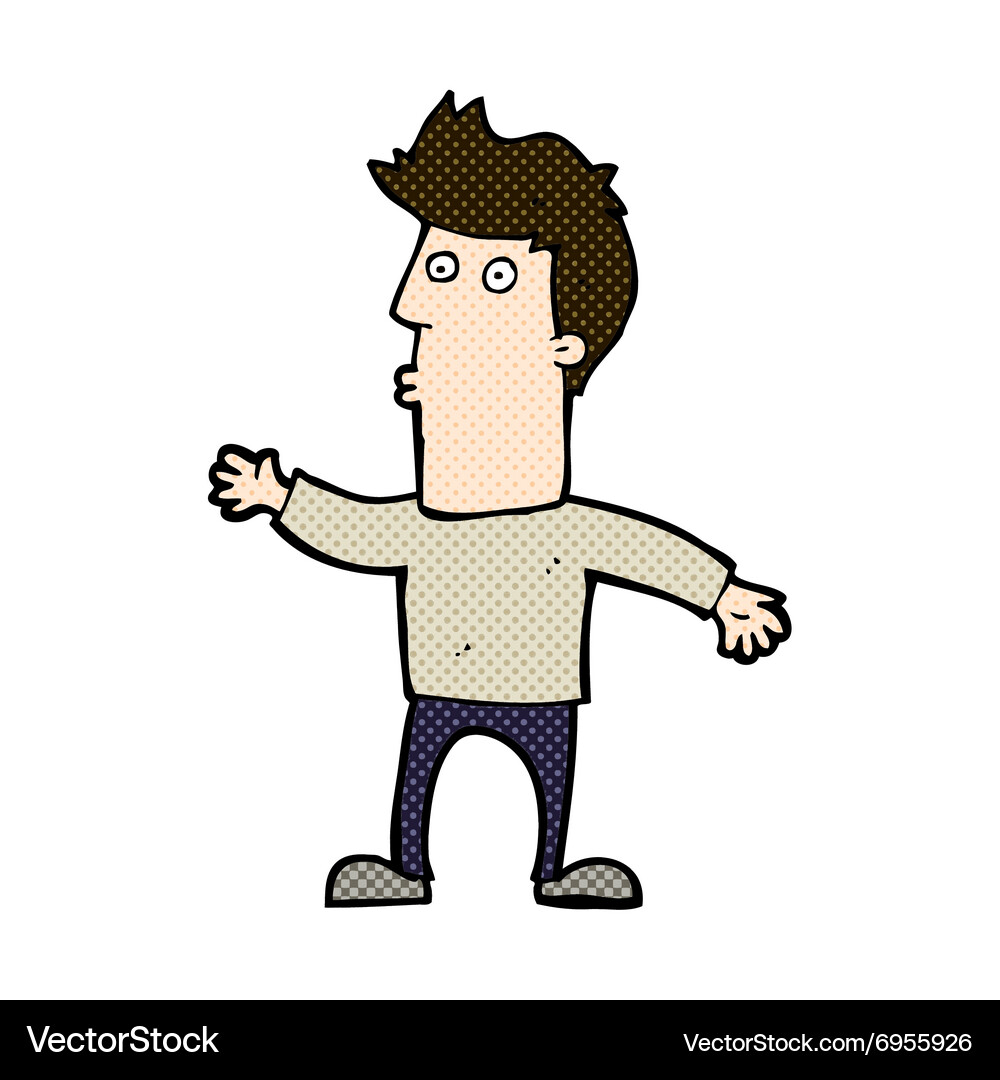 Comic cartoon surprised man Royalty Free Vector Image