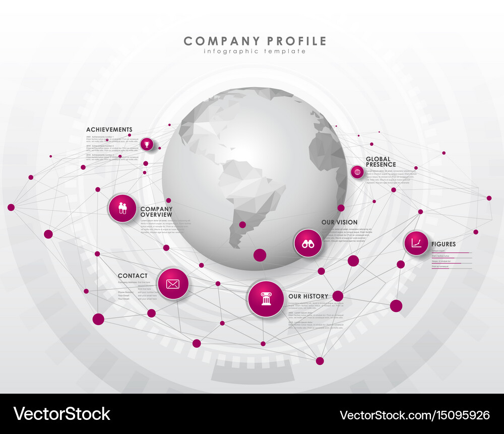 Company profile overview template with purple Vector Image