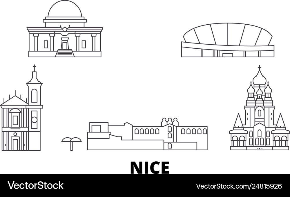 France nice line travel skyline set nice Vector Image
