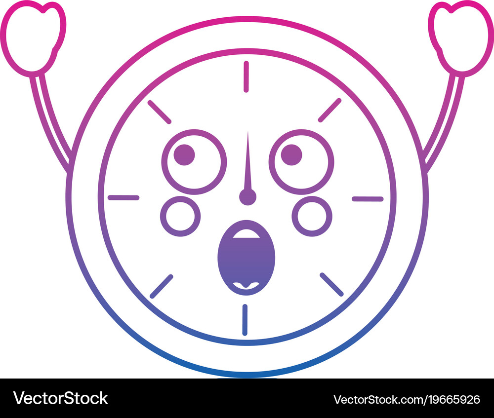 Kawaii round clock time cartoon character Vector Image