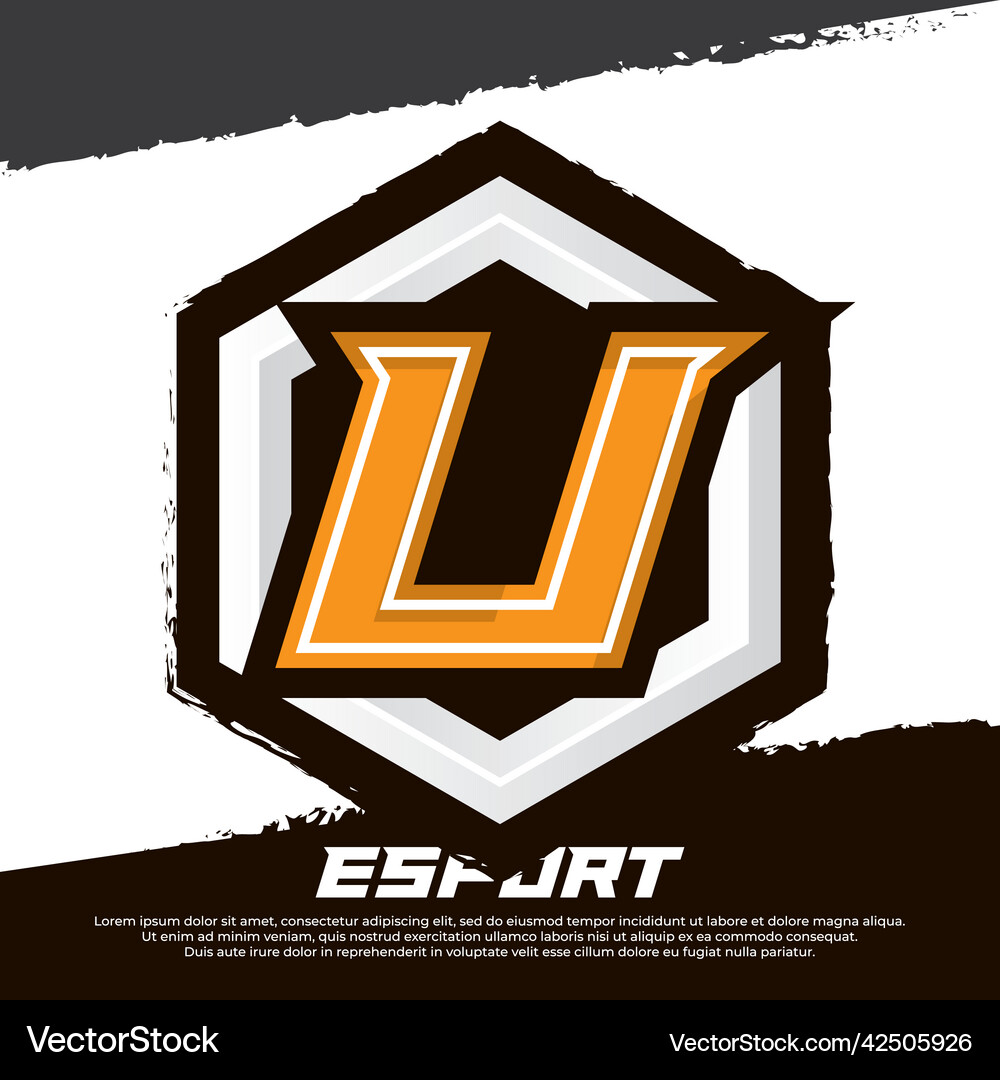 Letter initial u gamer logo design esport – Royalty-Free Vector ...
