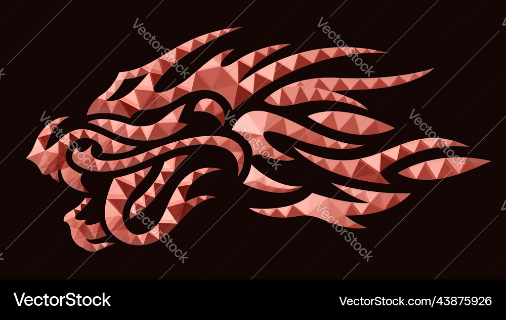 Low poly art with colorful red dragon head Vector Image