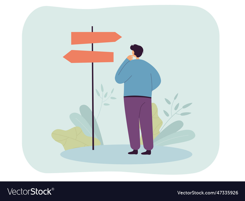 Man choosing direction of path way on road Vector Image Man choosing direction of path way on road Vector Image