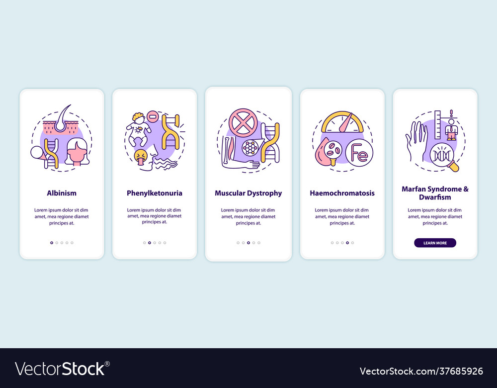Most Common Genetic Disorders Onboarding Mobile Vector Image
