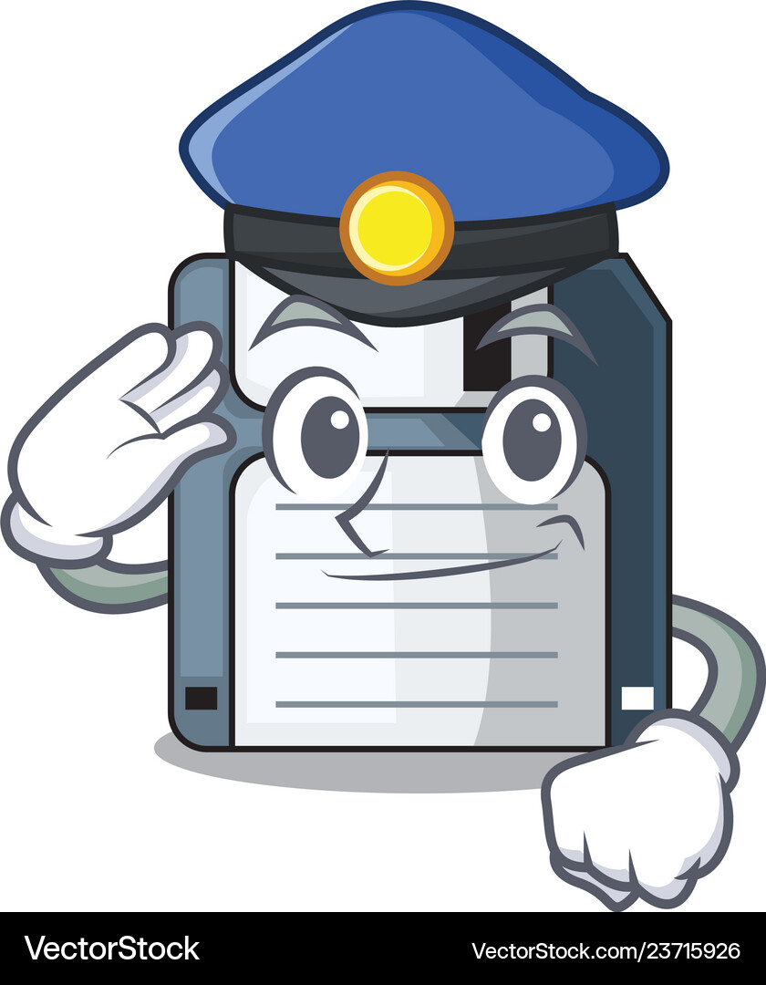 Police cartoon shape in the floppy disk Royalty Free Vector