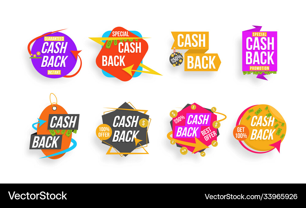 Set cash back Royalty Free Vector Image - VectorStock