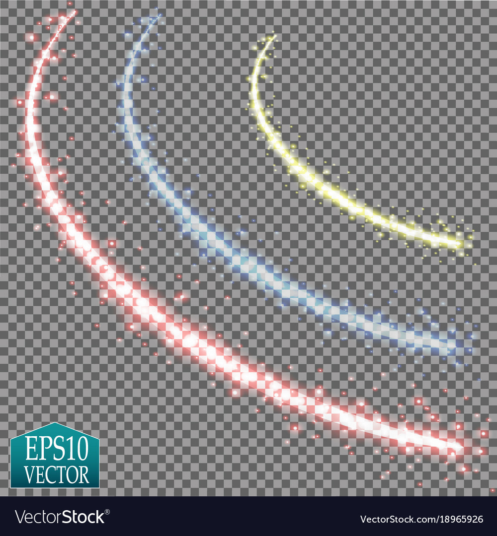 Set of magic glowing spark swirl trail effect Vector Image