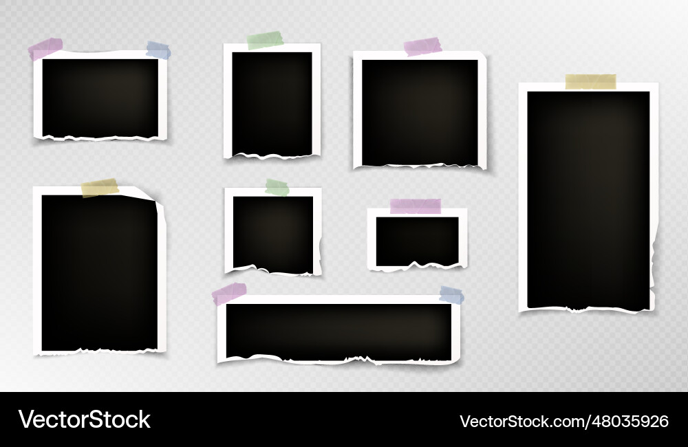 Torn photo picture rip paper edge frame Royalty Free Vector