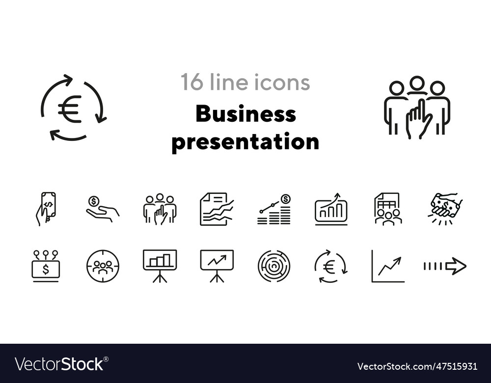 Business presentation icons Royalty Free Vector Image