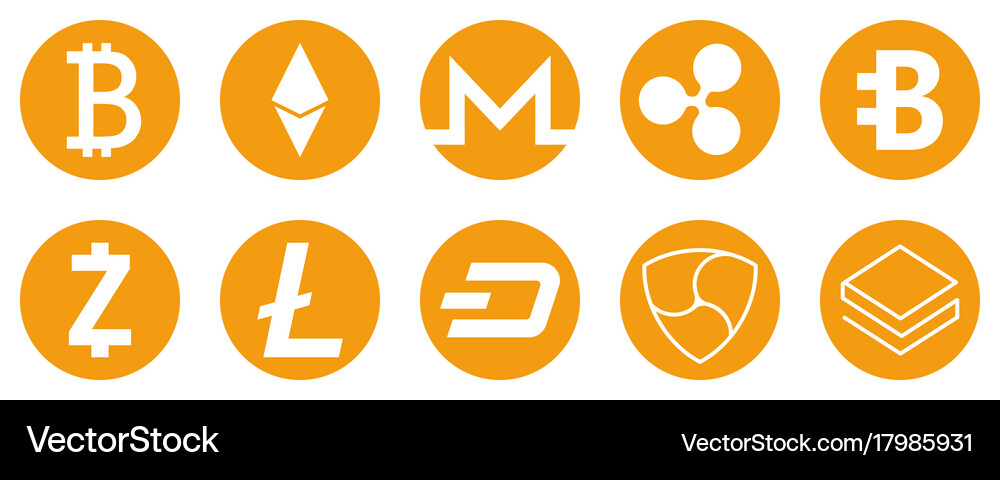 Cryptocurrency icons set for internet money Vector Image