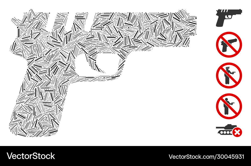 Dash mosaic pistol gun icon Royalty Free Vector Image
