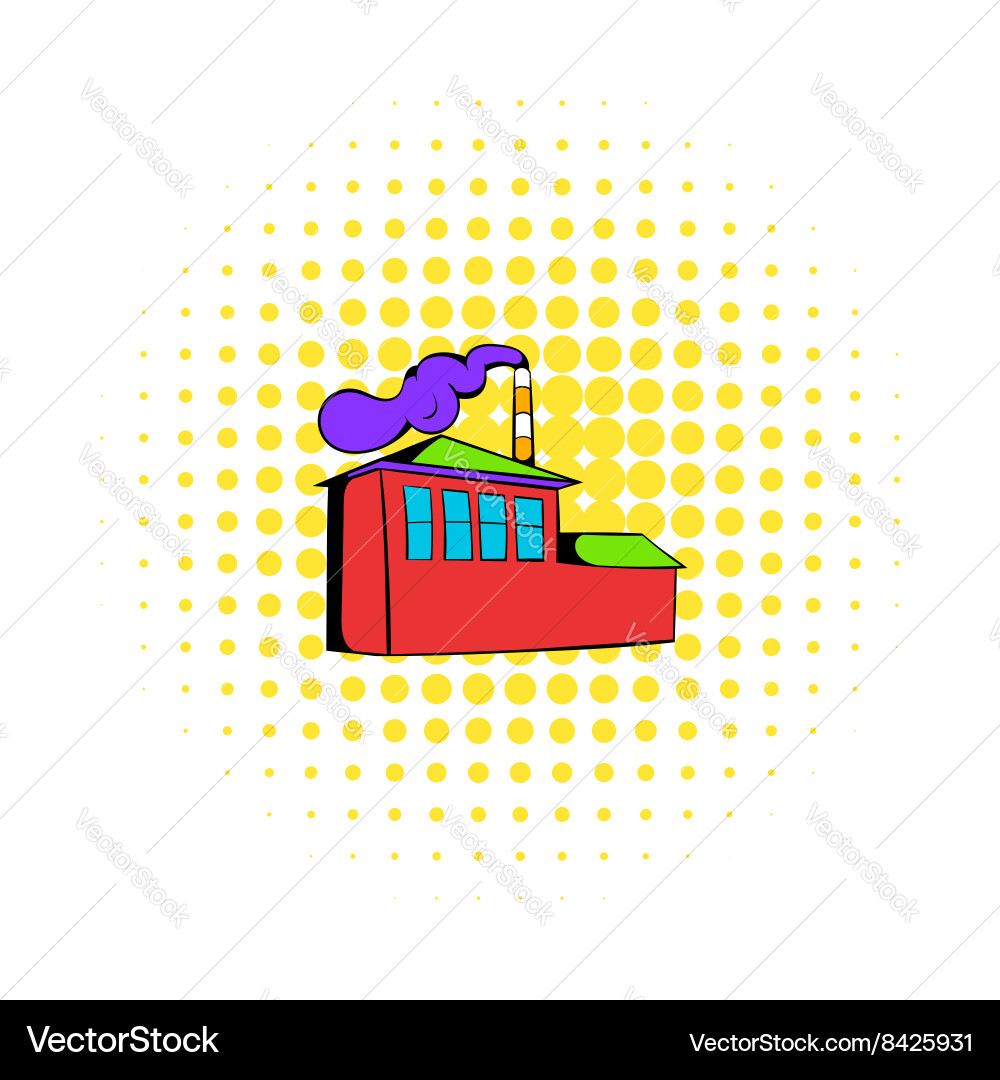 Factory building icon comics style Royalty Free Vector Image