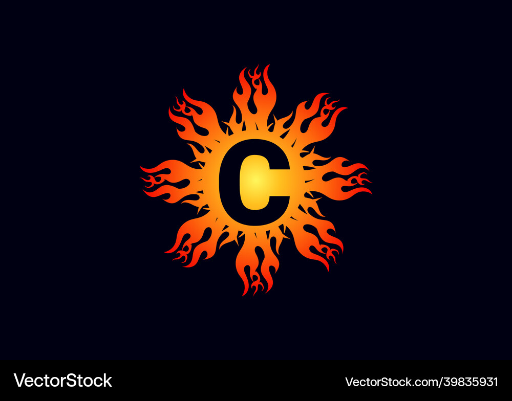 Fire c letter logo and icon design template Vector Image