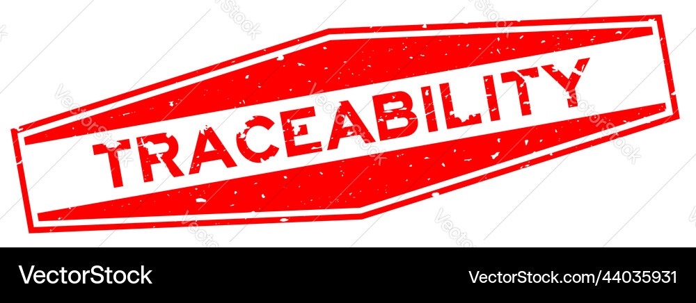 Grunge red traceability word hexagon rubber seal Vector Image