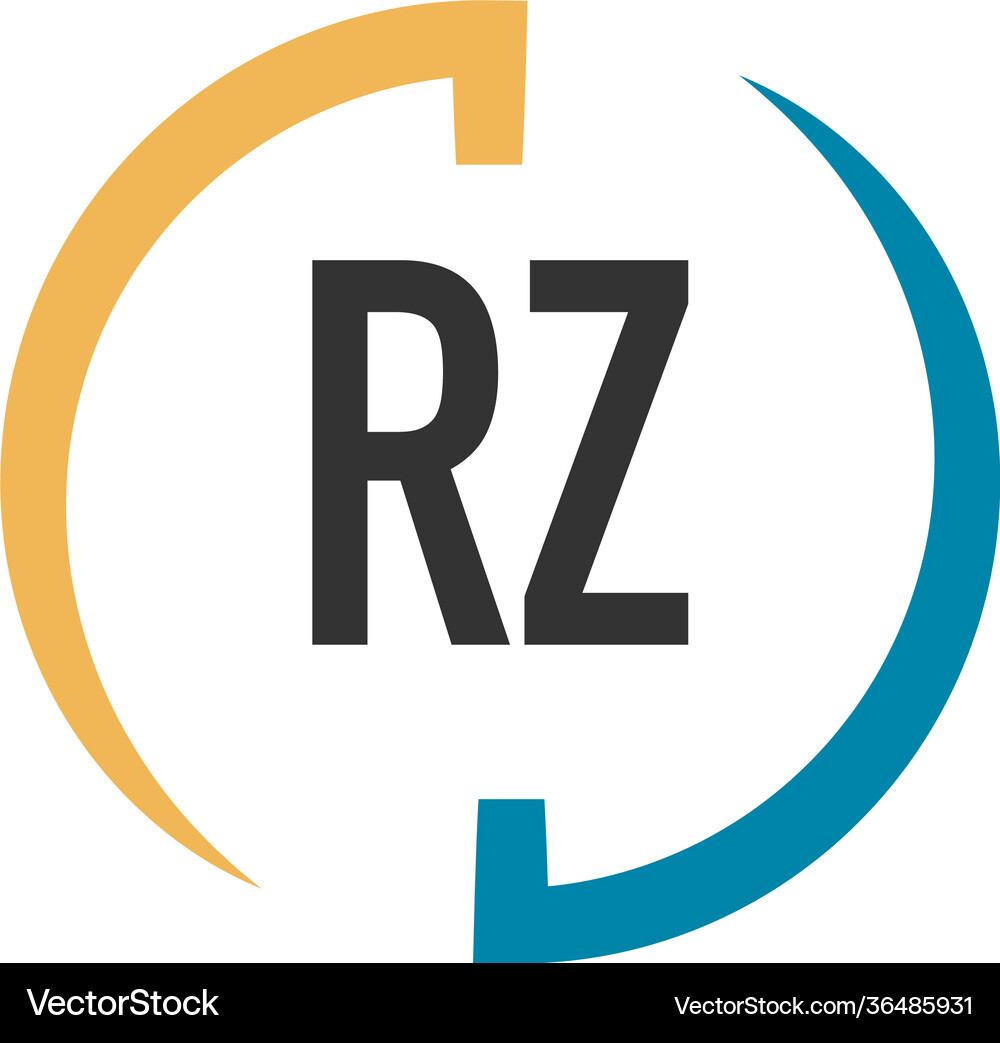 Initial letter rz swoosh design logo concept Vector Image