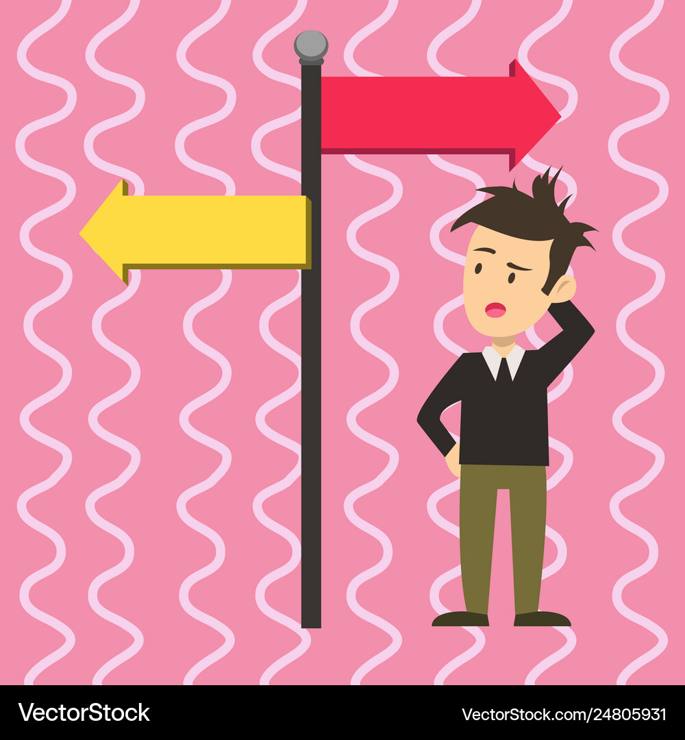 Man standing with one hand on his head other Vector Image