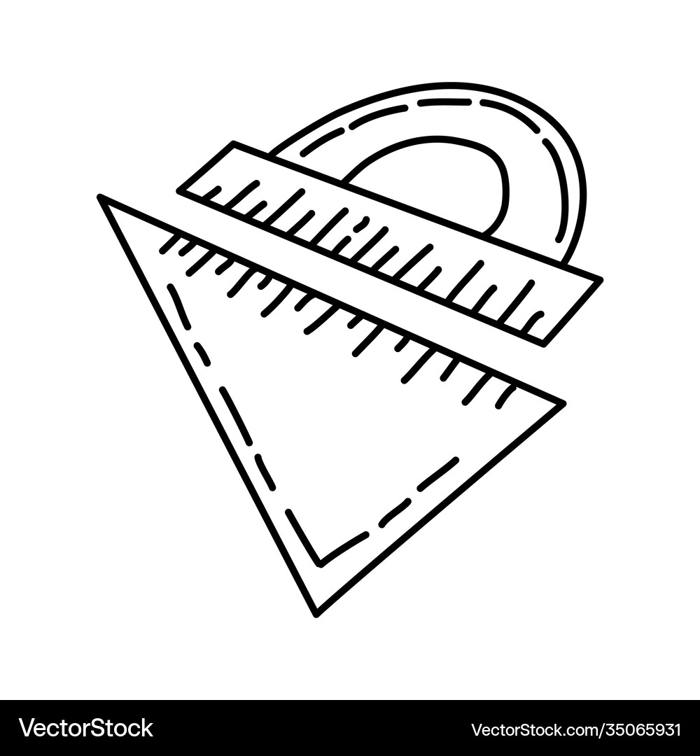 Ruler icon doodle hand drawn or outline icon style