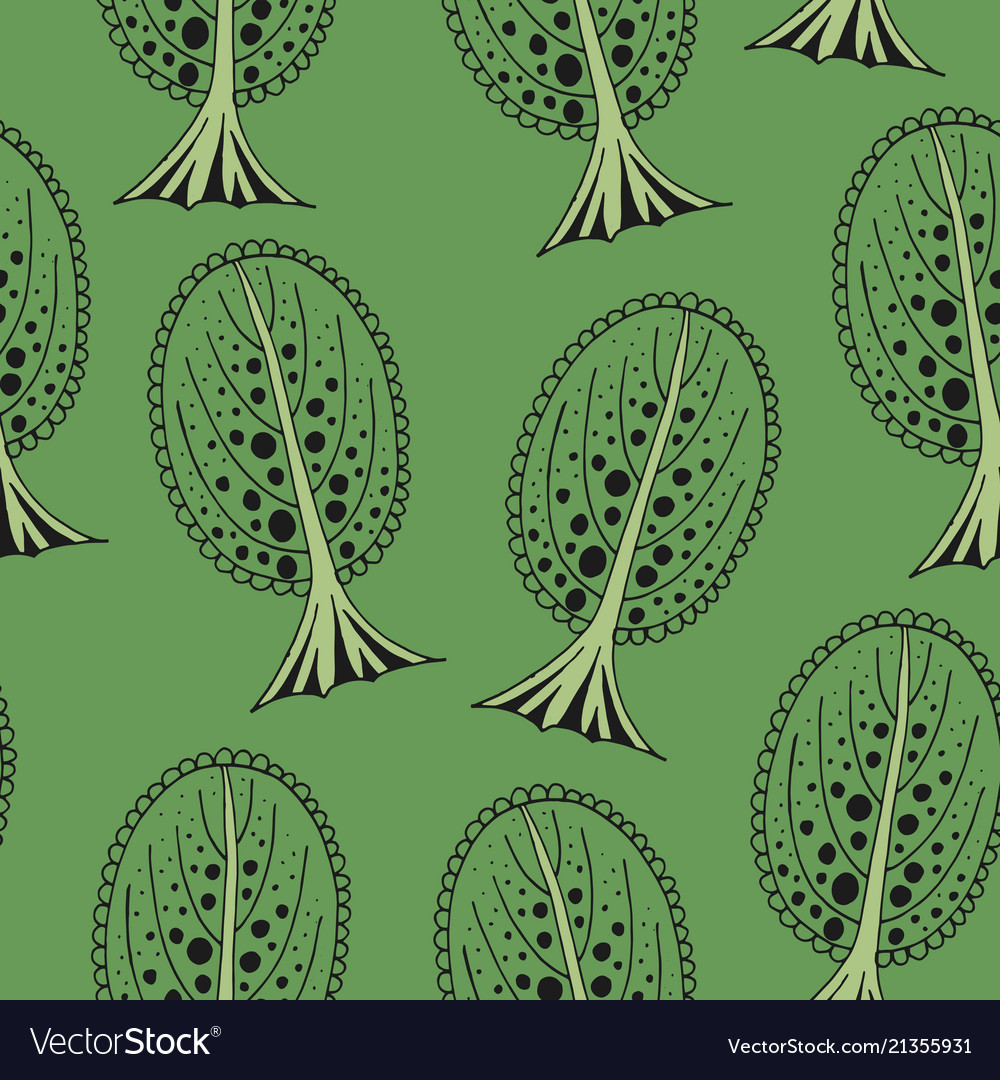 Seamless tree pattern on green Royalty Free Vector Image