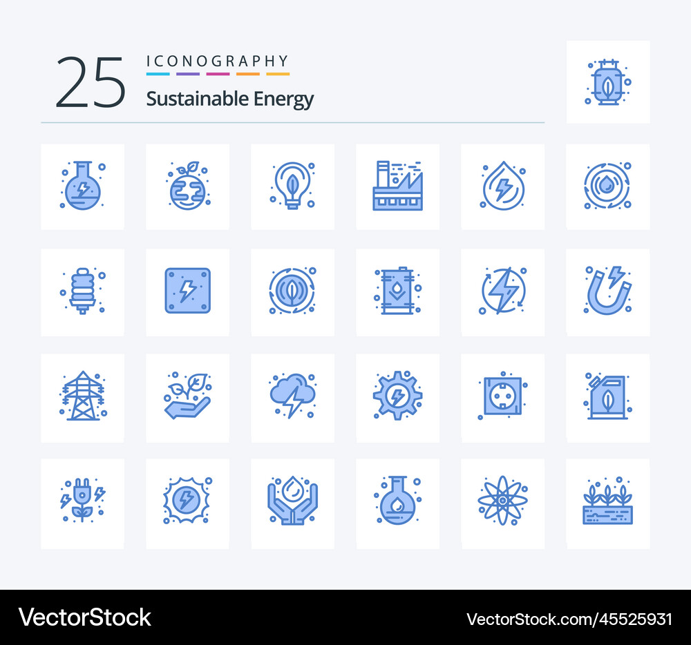 Sustainable energy 25 blue color icon pack Vector Image