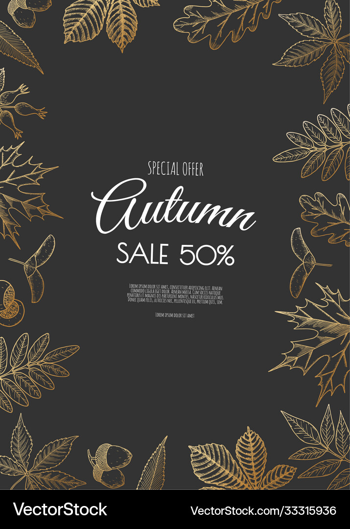 Autumn sale flyer template bright fall leaves Vector Image