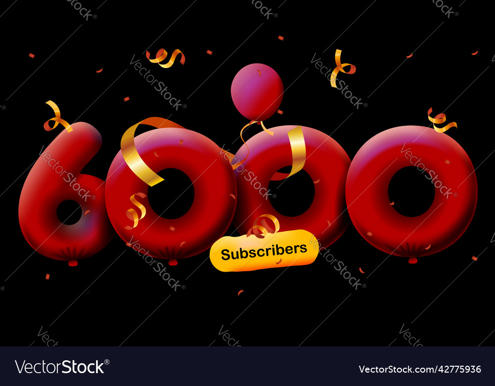 Banner With 6k Followers Thank You In Form Of 3d Vector Image