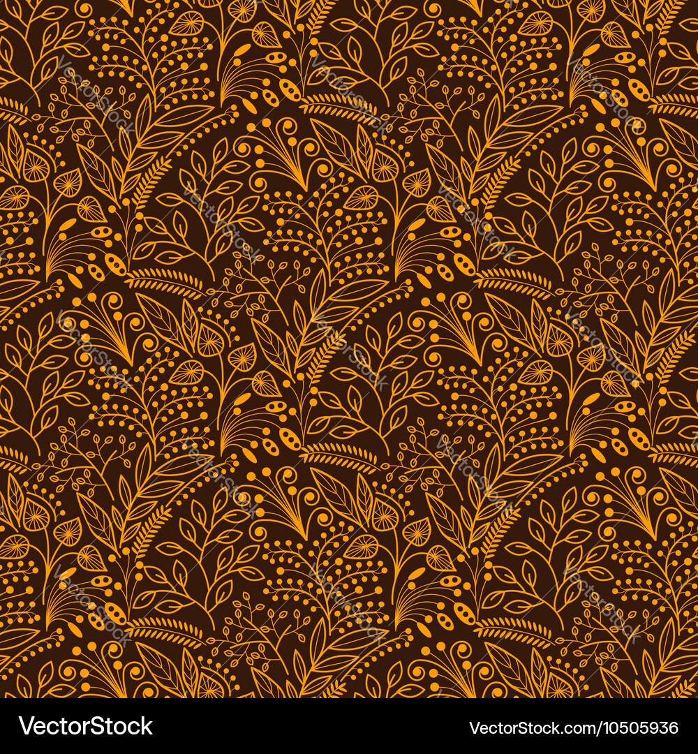 Brown and yellow floral scales seamless pattern Vector Image