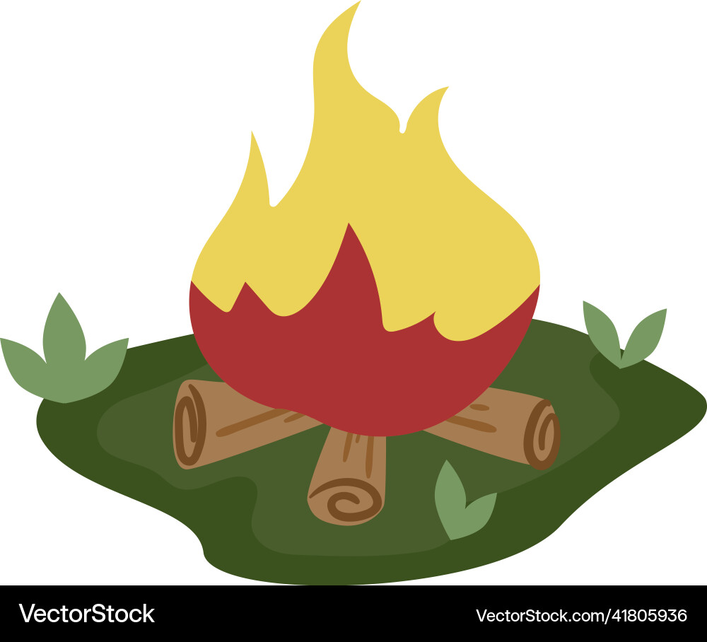 Camping fire place composition Royalty Free Vector Image