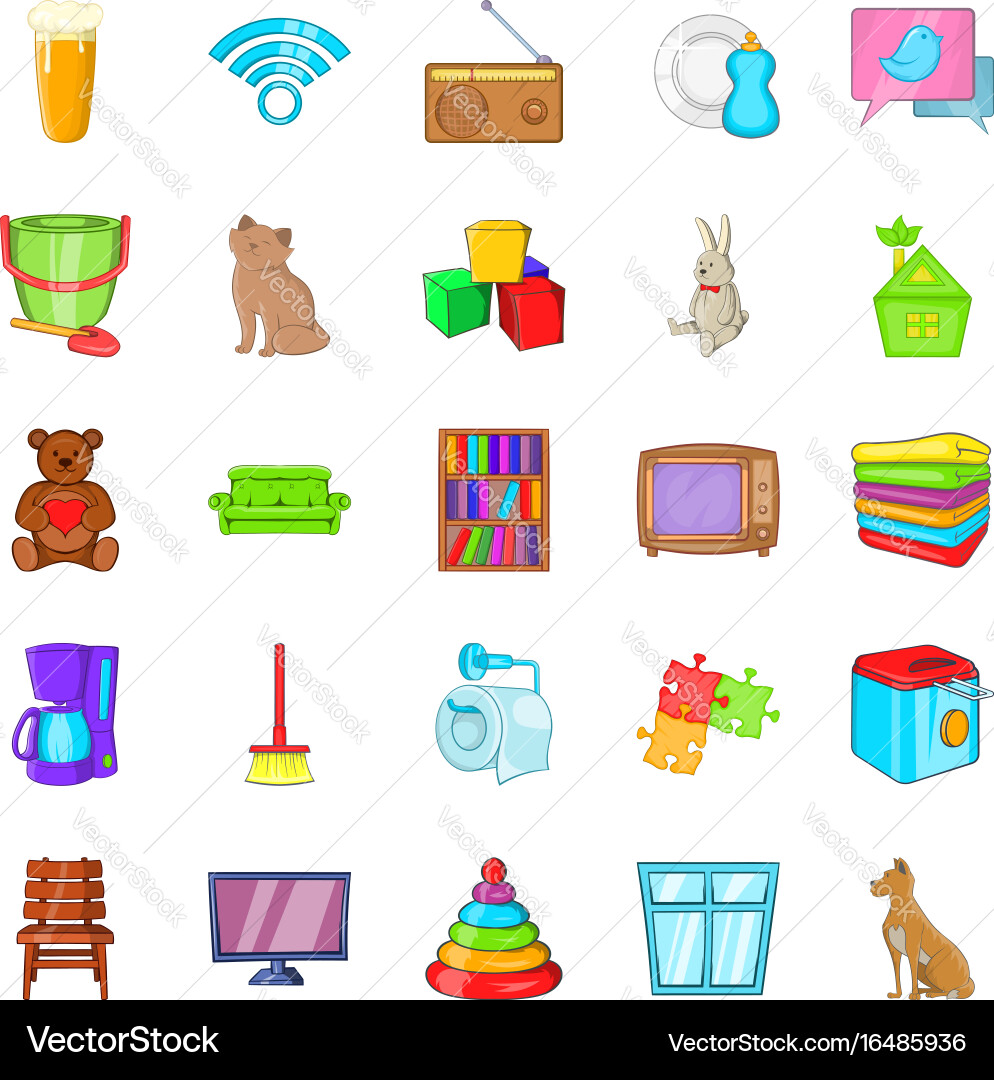 Chamber icons set cartoon style Royalty Free Vector Image