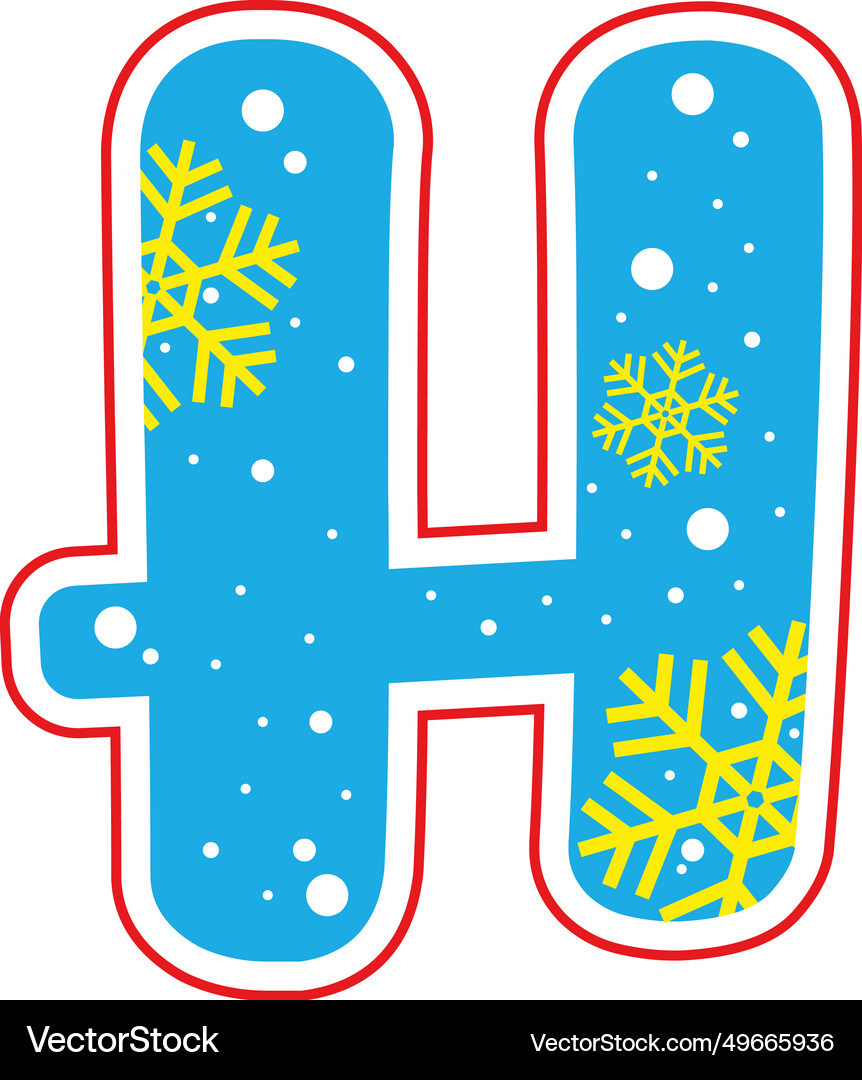 Colored letter h with christmas ornaments Vector Image