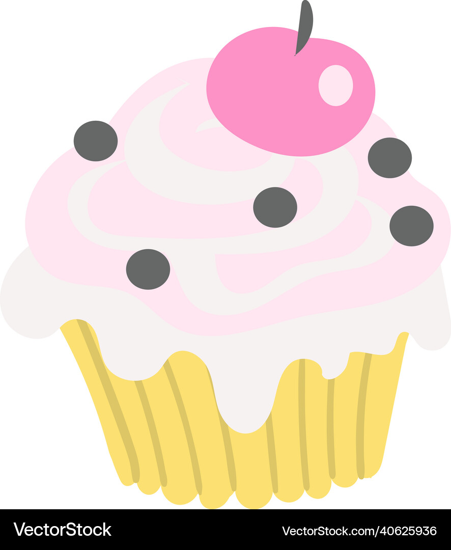 Cute cupcake with cherry on top sweet pink Vector Image
