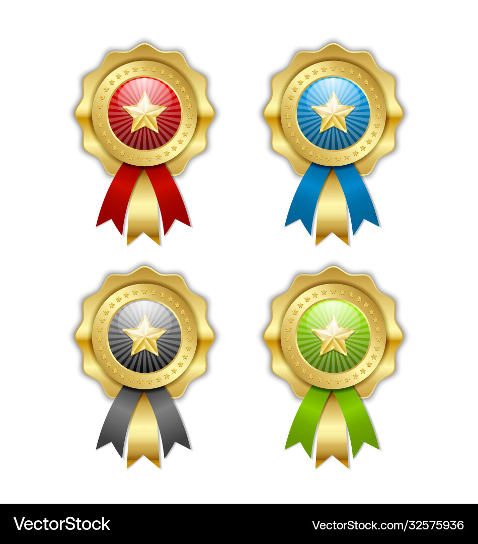Decorative golden top quality rosettes with star Vector Image
