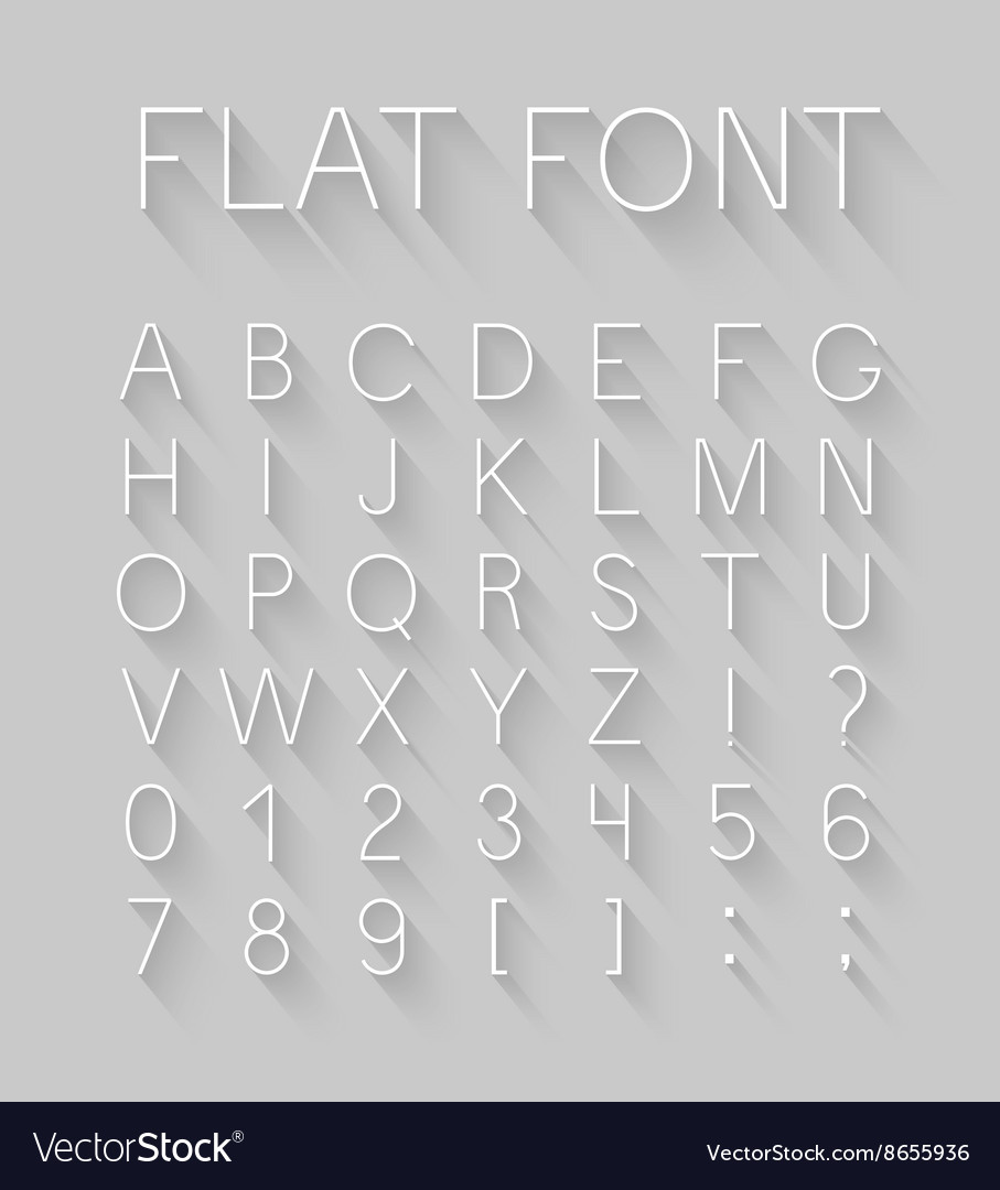 Flat font with long shadow effect Royalty Free Vector Image