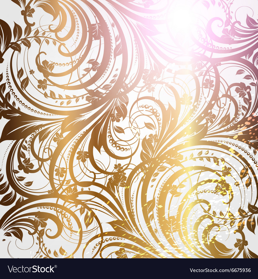Gold seamless floral background Royalty Free Vector Image