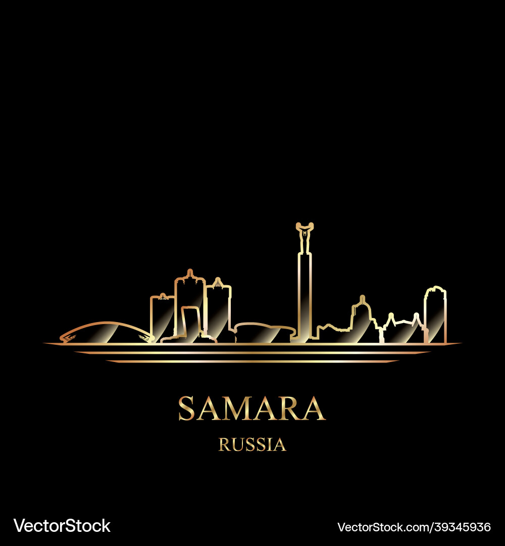 Gold silhouette of samara on black background Vector Image