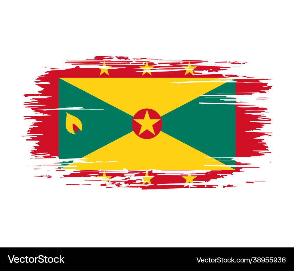 Grenada flag brush grunge background Royalty Free Vector
