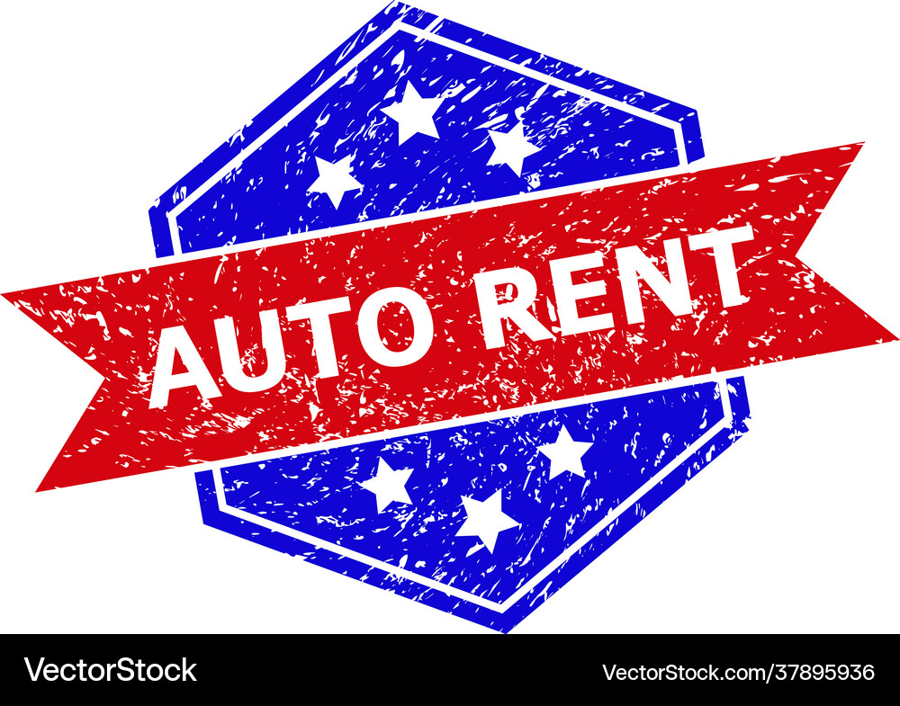 Hexagon bicolor auto rent rubber stamp with rubber