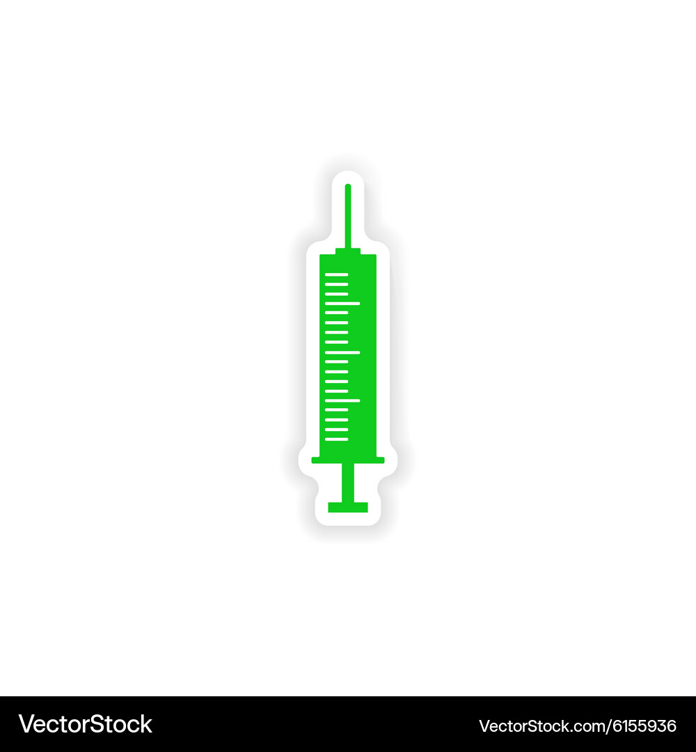 Icon sticker realistic design on paper syringe Vector Image