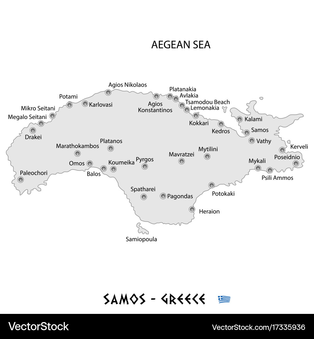 Island of samos in greece white map Royalty Free Vector
