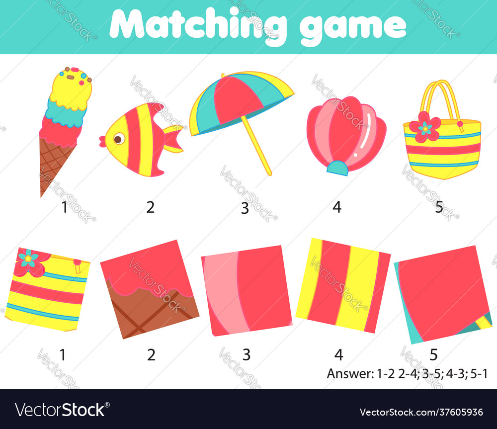 Matching children educational game match Vector Image