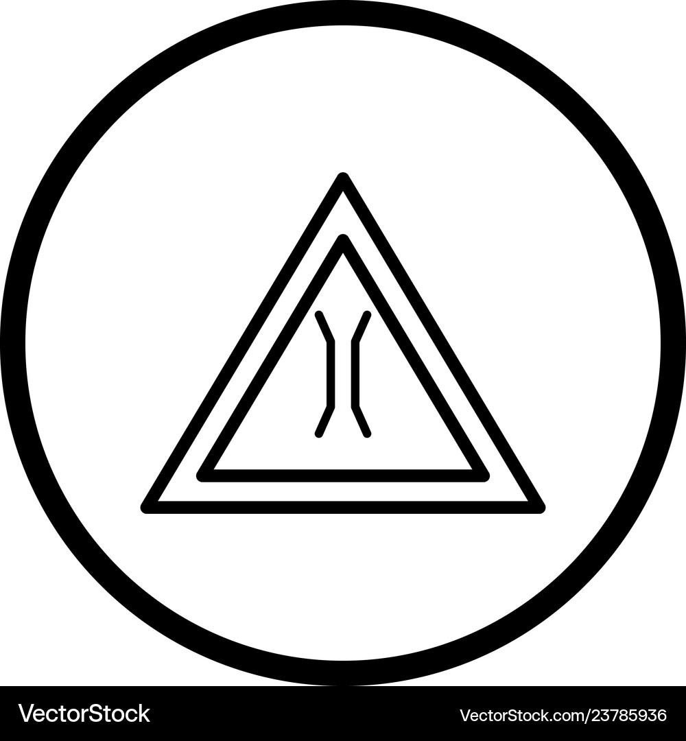 Narrow bridge road sign icon Royalty Free Vector Image