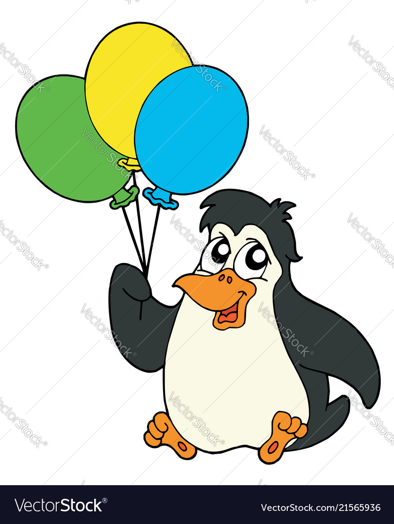 Penguin with balloons Royalty Free Vector Image