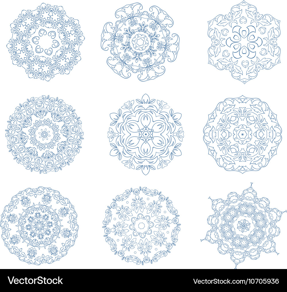 Set of abstract circular ornaments Royalty Free Vector Image