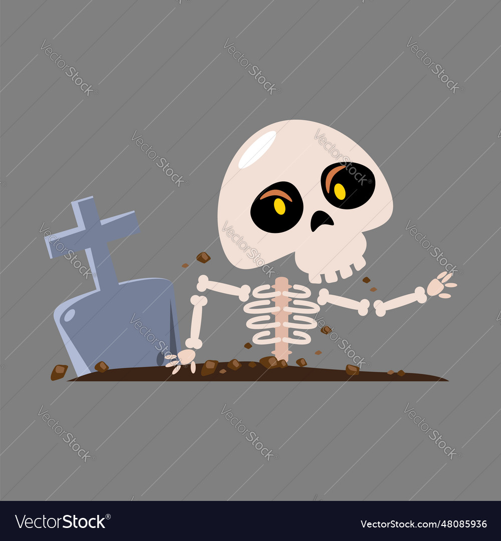 Skeleton ghost cute halloween cartoon characters Vector Image