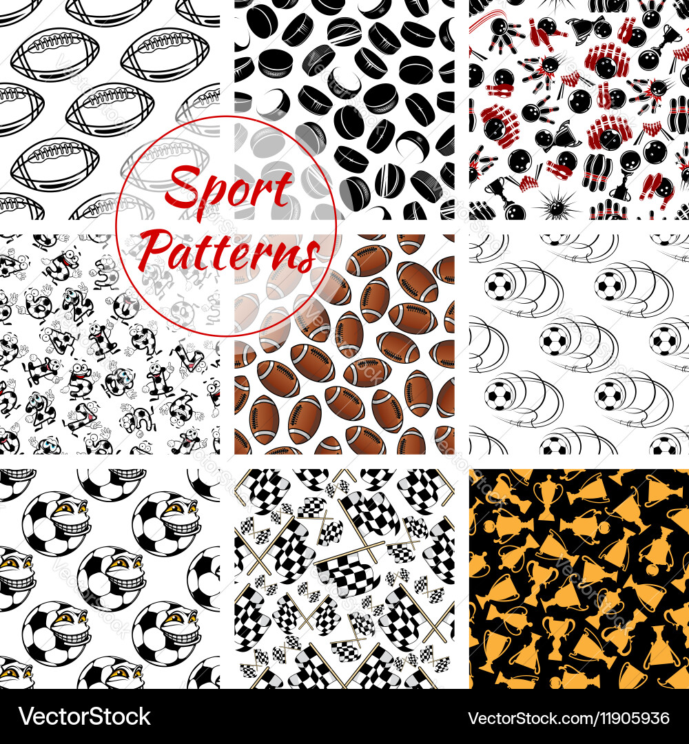 Sport seamless patterns set of balls Royalty Free Vector