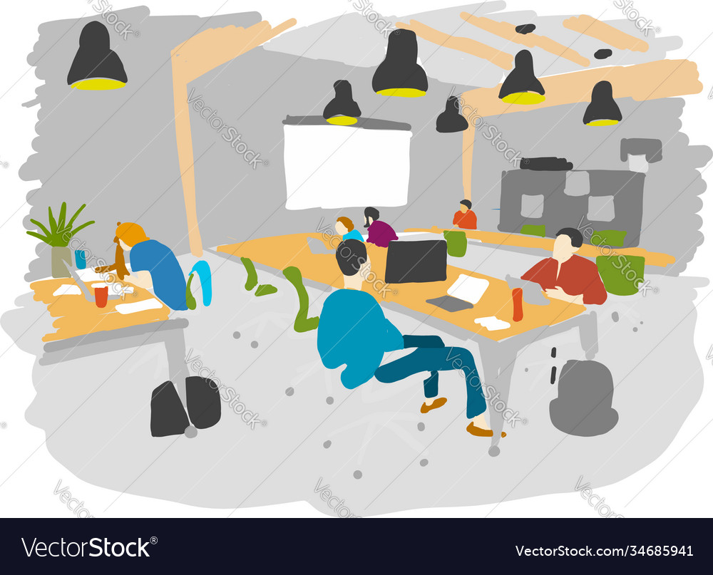 Concept coworking center business meeting Vector Image Concept coworking center business meeting Vector Image