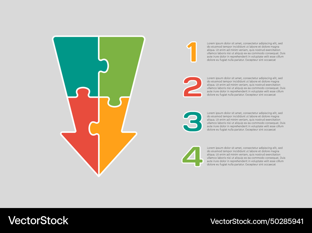 Diagram infographic 4 steps arrow down puzzle Vector Image